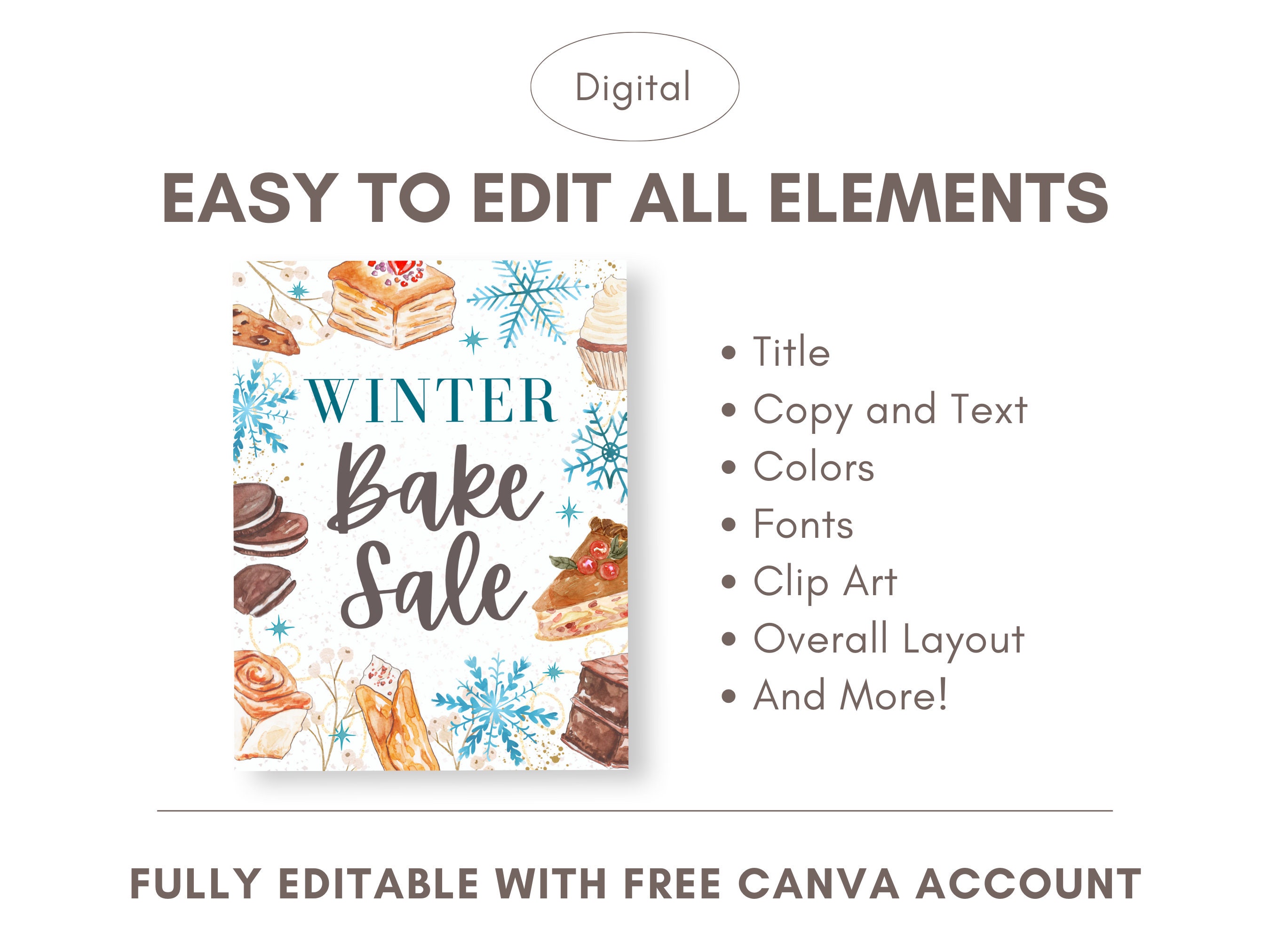 Editable Holiday Bake Sale Flyer, School Bake Sale Flyer, Church ...