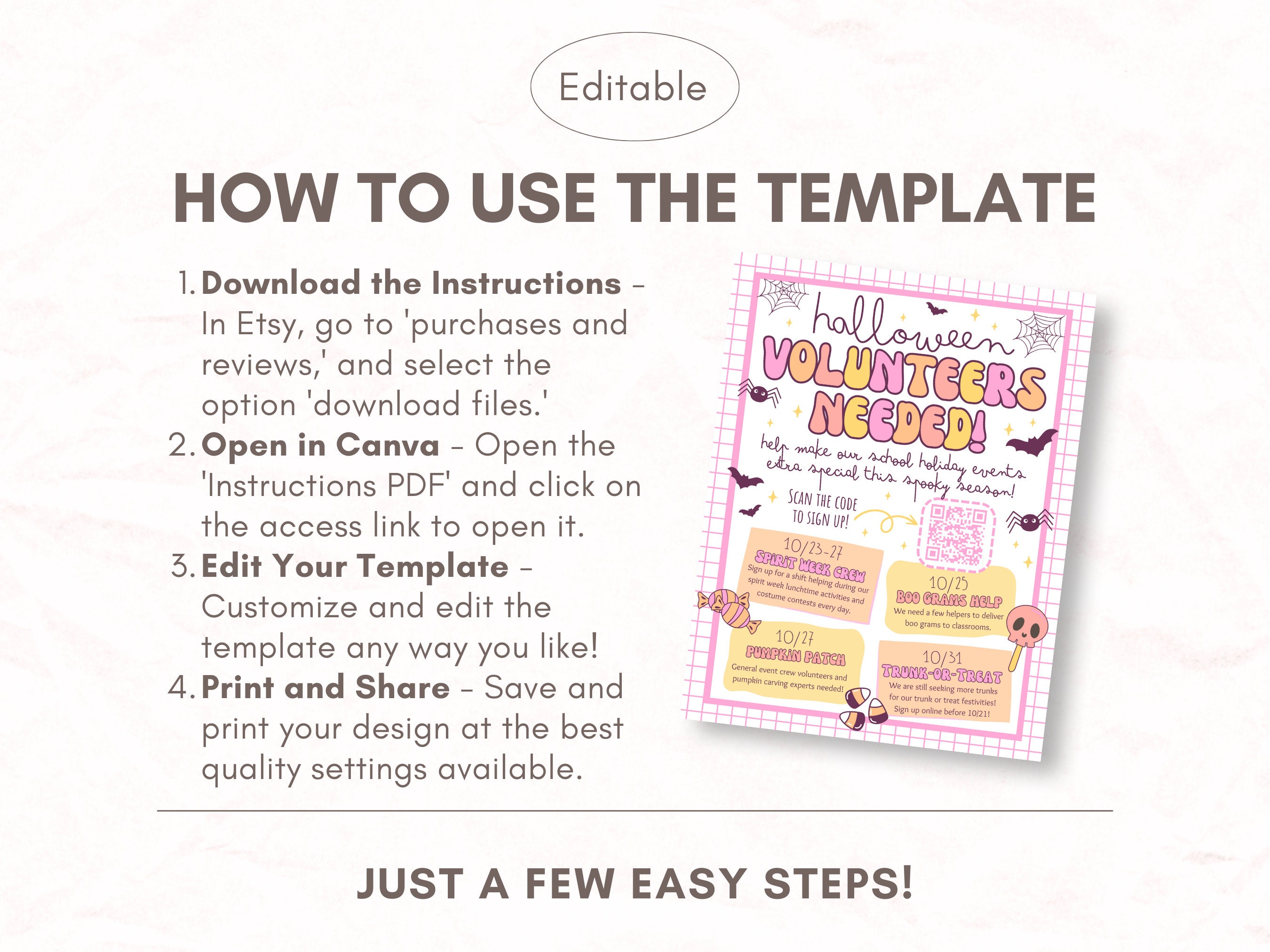 Editable Halloween Volunteer Flyer, School PTA PTO Event (canva ...
