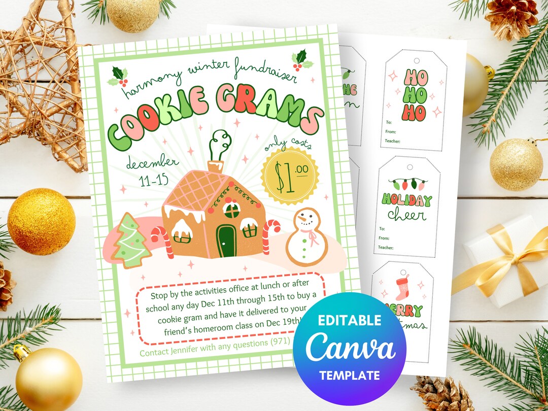 Editable Cookie Grams Grams Templates, PTA Holiday Events, Canva ...