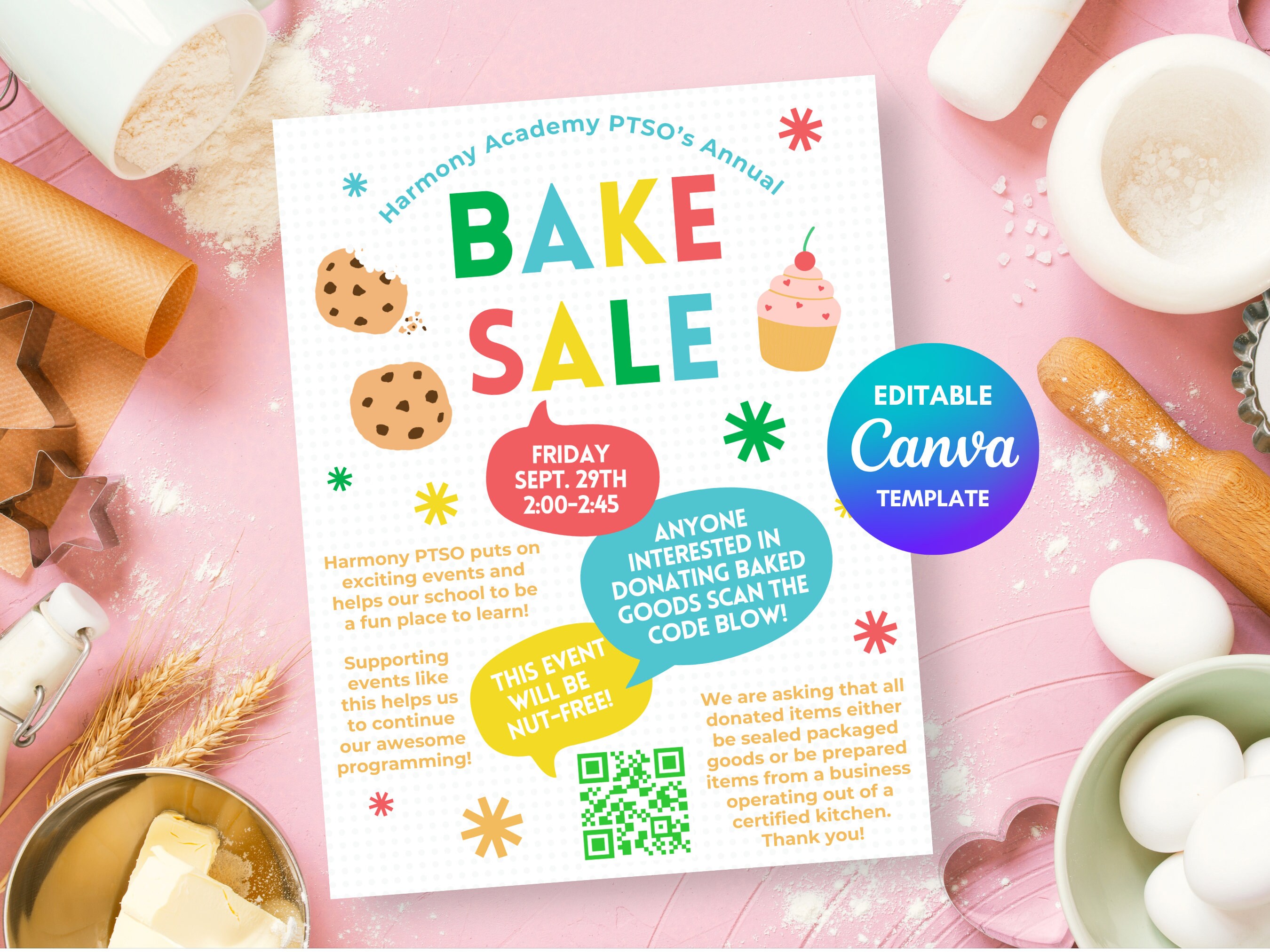 Bake Sale Event Flyer Editable Bake Sale PTA Fundraiser - Etsy