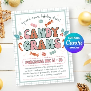 Candy Grams Grams Template, Editable PTA Holiday Event, Canva Template ...