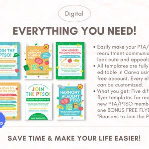 Editable PTA Recruitment Fliers, PTA Membership, Canva Template for PTO ...