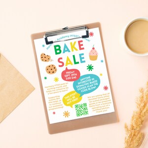 Bake Sale Event Flyer Editable, Bake Sale PTA Fundraiser, Canva ...