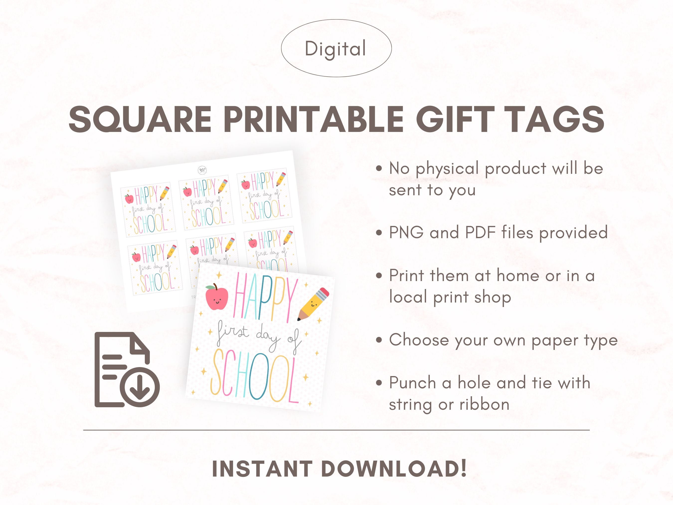 Happy First Day of School Tag, Back to School Cookie Tag, Printable ...