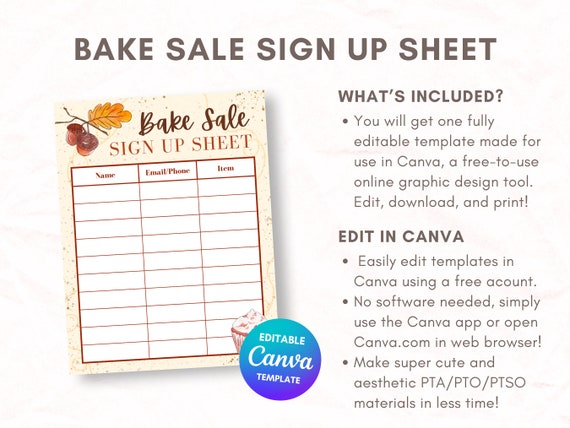 Bake Sale Sign Up Sheet Template Modern Bake Sale Flyer Template In
