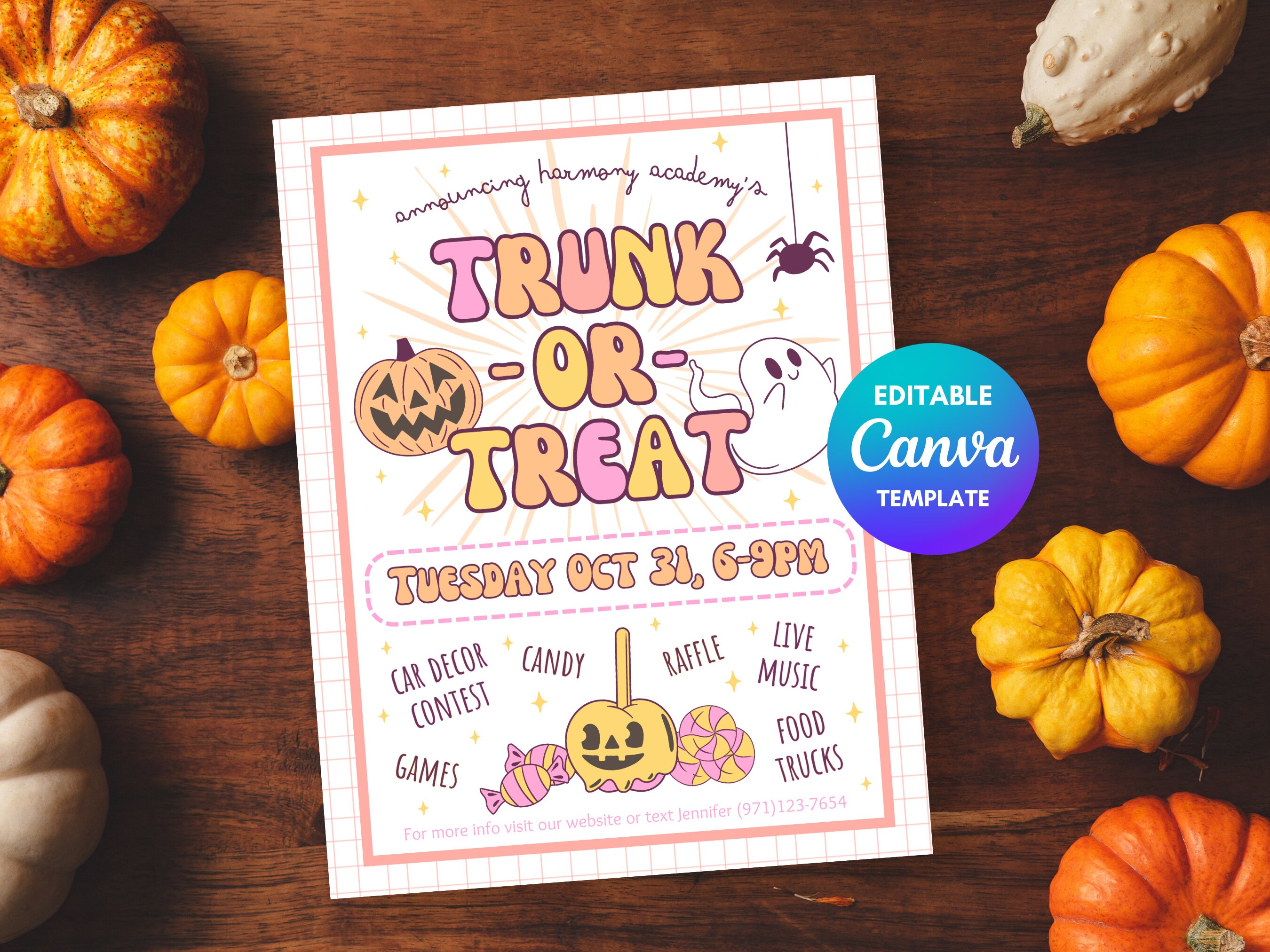 Trunk or Treat Flyer Template, Halloween Event, School PTA (canva ...