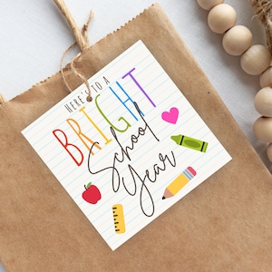 Happy First Day of School Tag, Here's to a Bright Year, Back to School ...