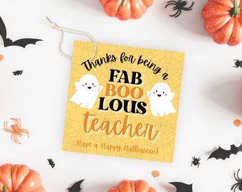 Halloween Treat Tag, Fab-boo-lous Teacher, Halloween Cookie Tags ...
