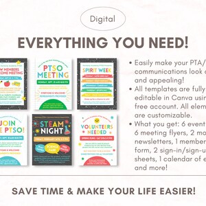 Editable PTA Meeting Flyer Bundle, PTA Newsletter, Canva Template for ...