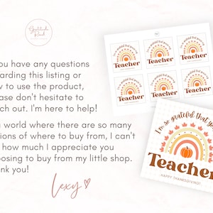 Thanksgiving Teacher Gift Tag, Printable Rainbow Pumpkin (digital ...