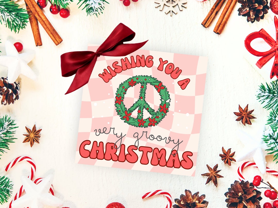 Retro Christmas Gift Tag, Wishing You a Very Groovy Christmas, Candy ...
