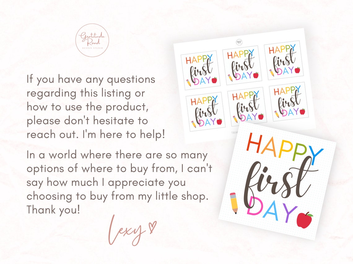 First Day of School Gift Tag, Rainbow Design (digital Download) - Etsy