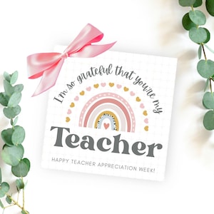 Teacher Thank You Gift Tag Printable, I'm so Grateful You're My Teacher ...