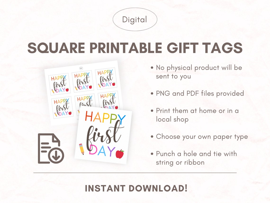 First Day of School Gift Tag, Rainbow Design (digital Download) - Etsy