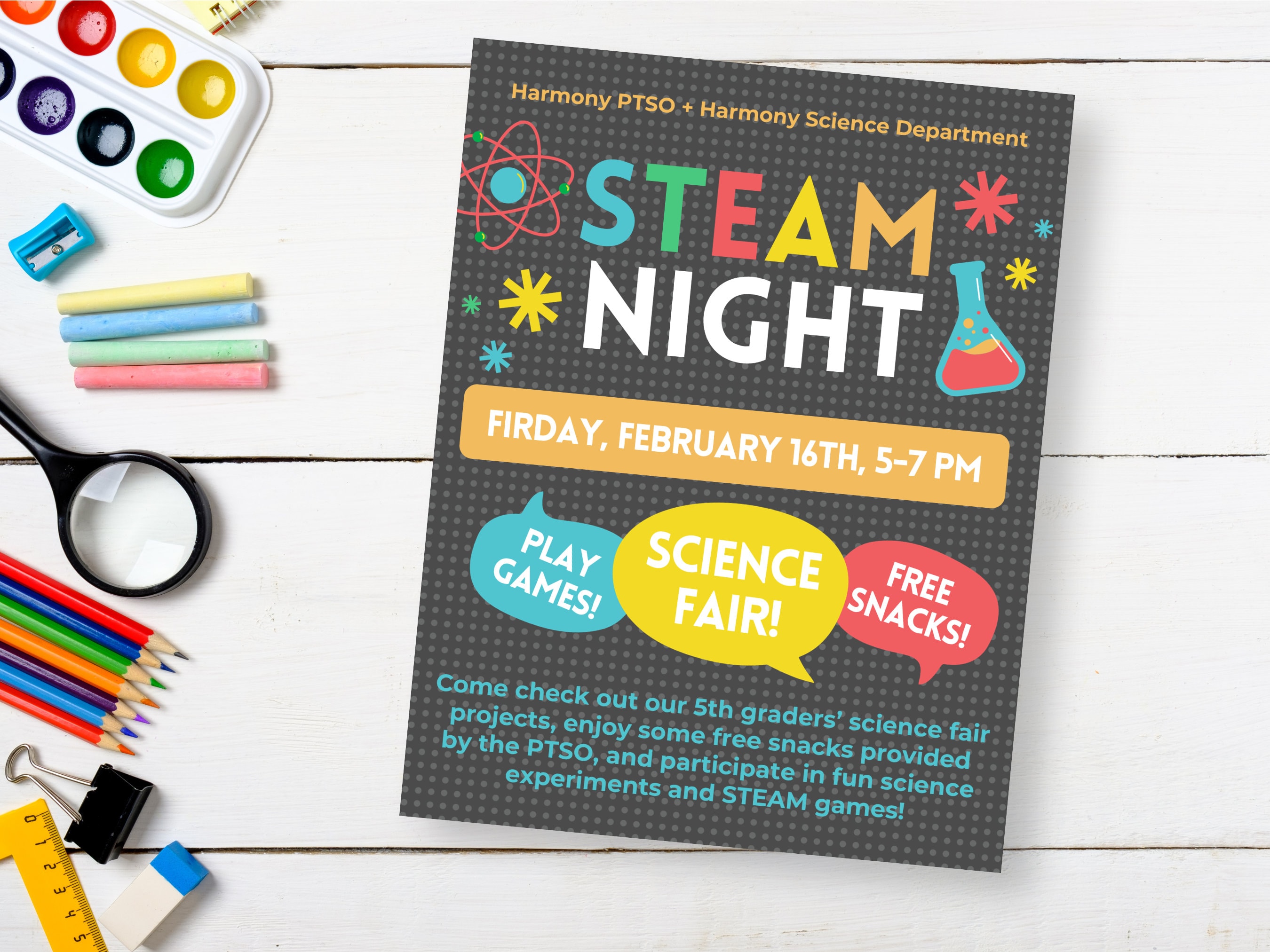 Editable STEAM Night Event Flyer Template PTA Flyer for - Etsy