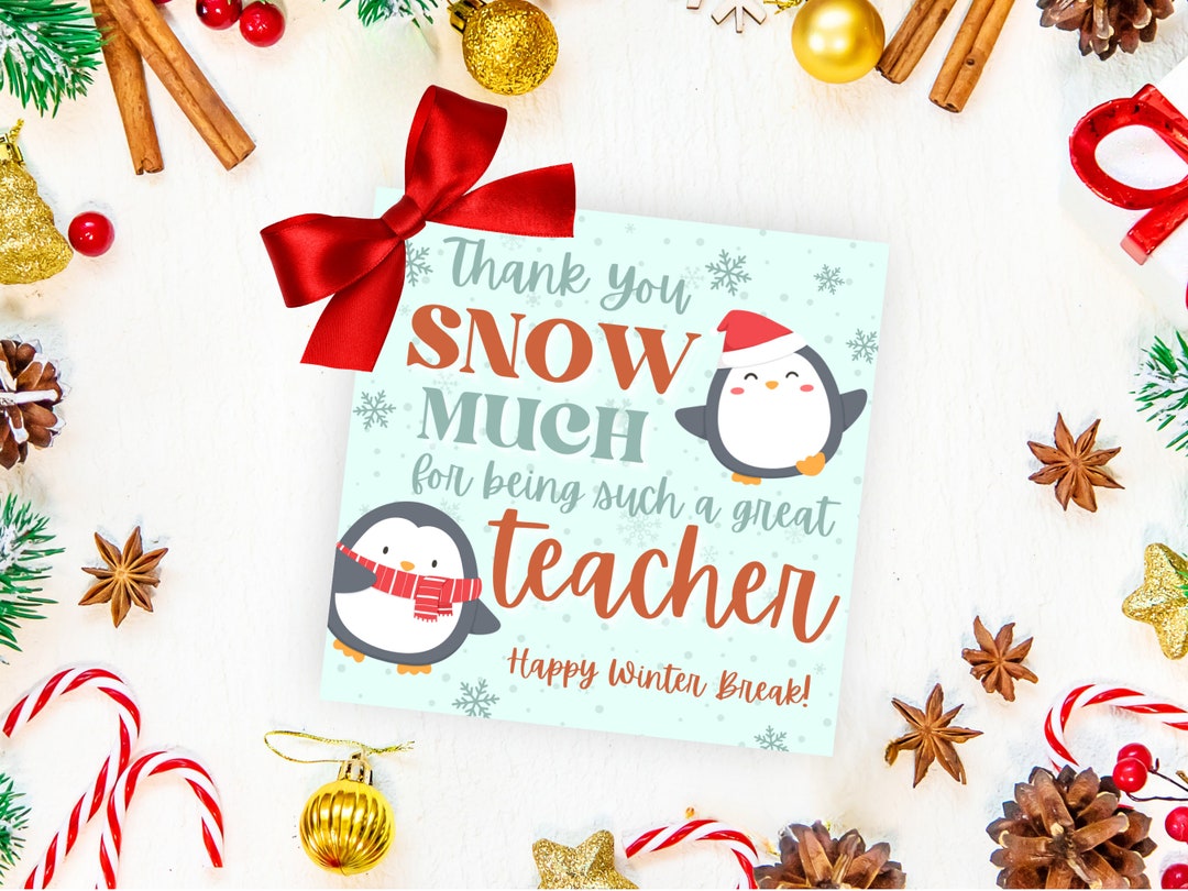 Christmas Teacher Gift Tag, Thank You Snow Much Card, Candy Goody Bag ...