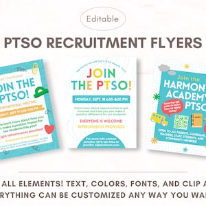 PTA Meeting Flyer Bundle, Newsletter Templates (canva Template Bundle ...