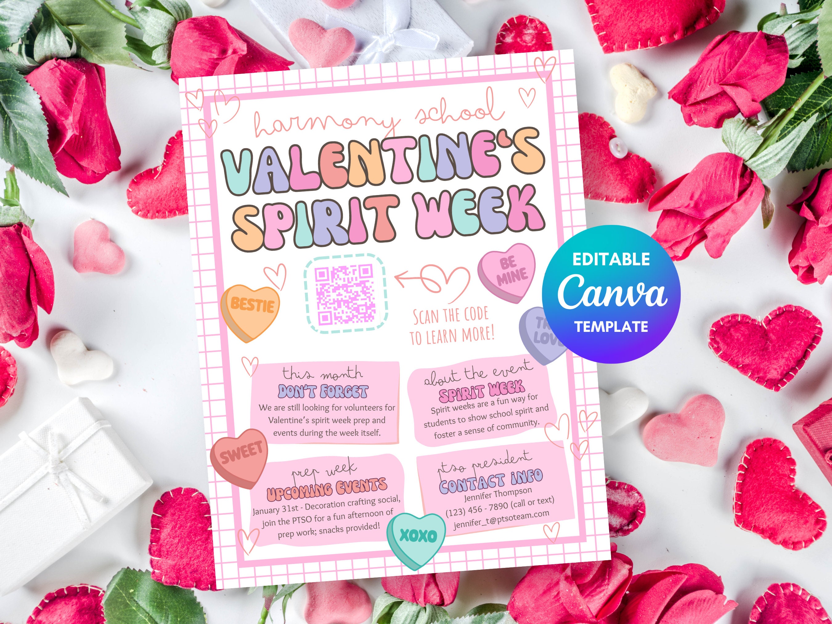 Valentine's Spirit Week Flyer Editable, Spirit Week PTA Fundraiser ...