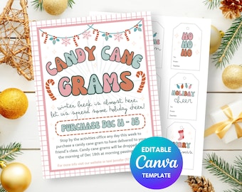 Candy Cane Gram School Fundraiser Flyer for PTA PTO Christmas - Etsy
