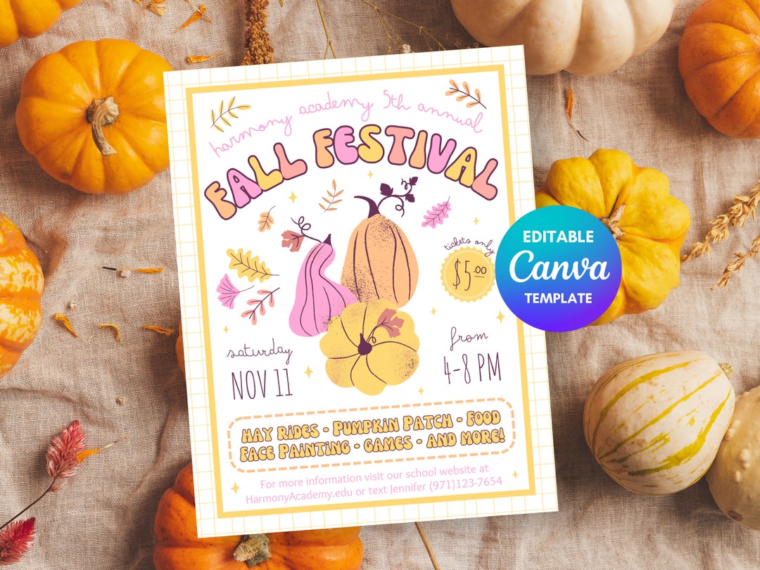 Fall Festival Flyer Template, Harvest Festival Flyer Church Event, Fall ...