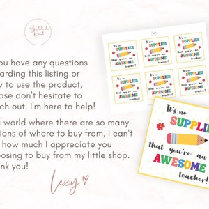 Teacher Thank You Gift Tag Printable, It's No Supplies You're an ...