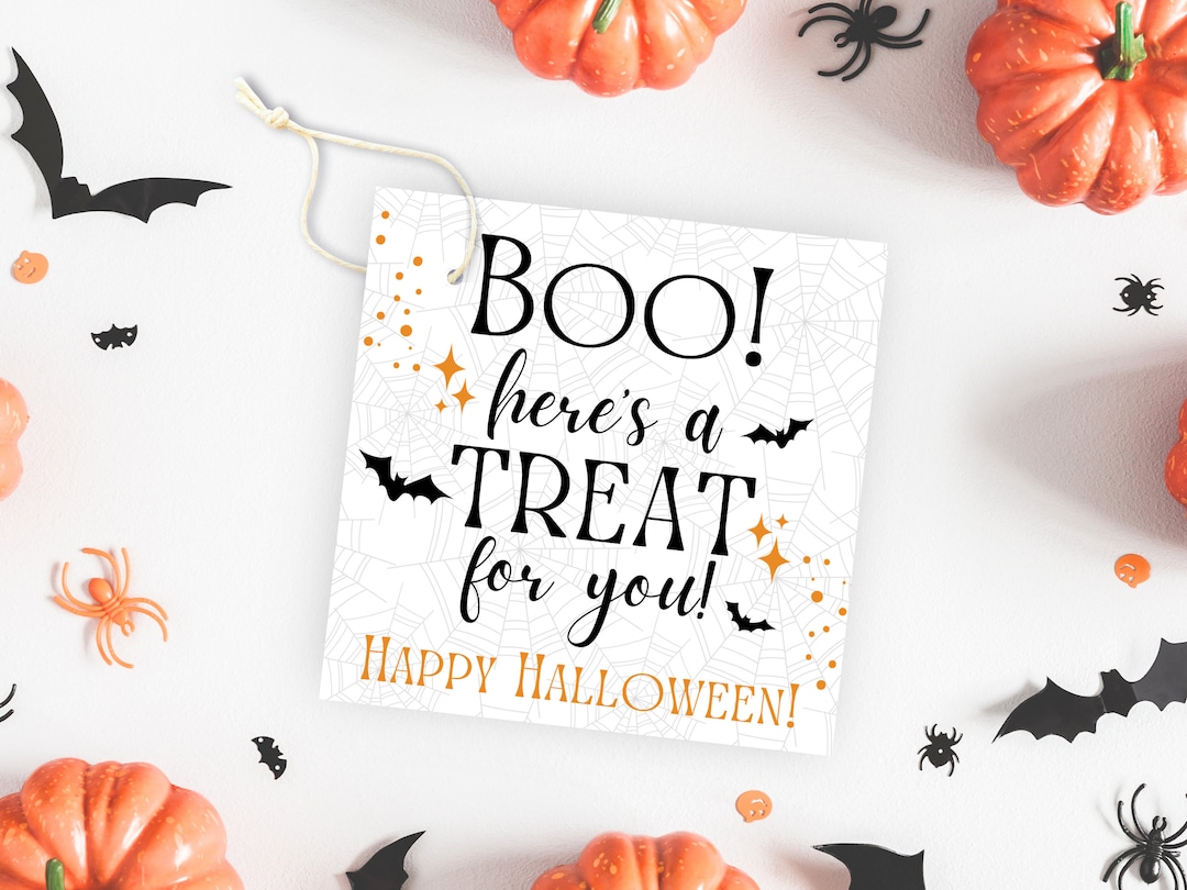 Halloween Treat Tag, Boo! Here's a Treat for You! Halloween Cookie Tag ...
