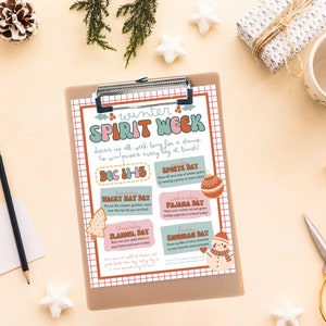 Winter Spirit Week Flyer Template, Christmas Spirit Week, Winter Dress ...