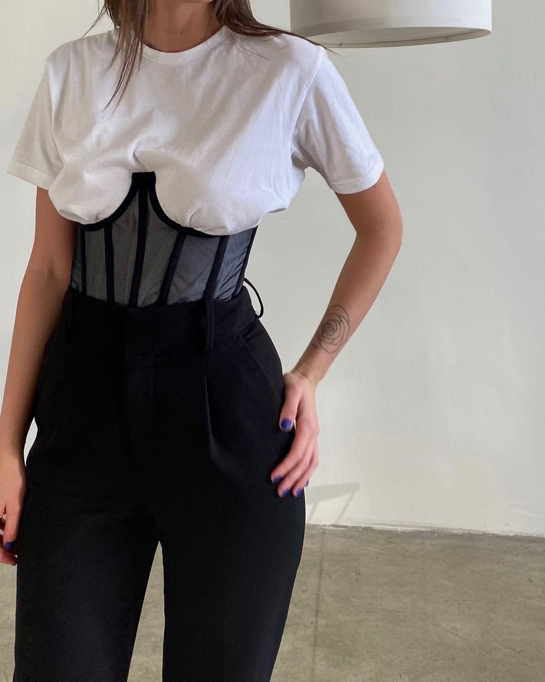 Stretch Fabric Black Underbust Corset Belt Comfortable - Etsy