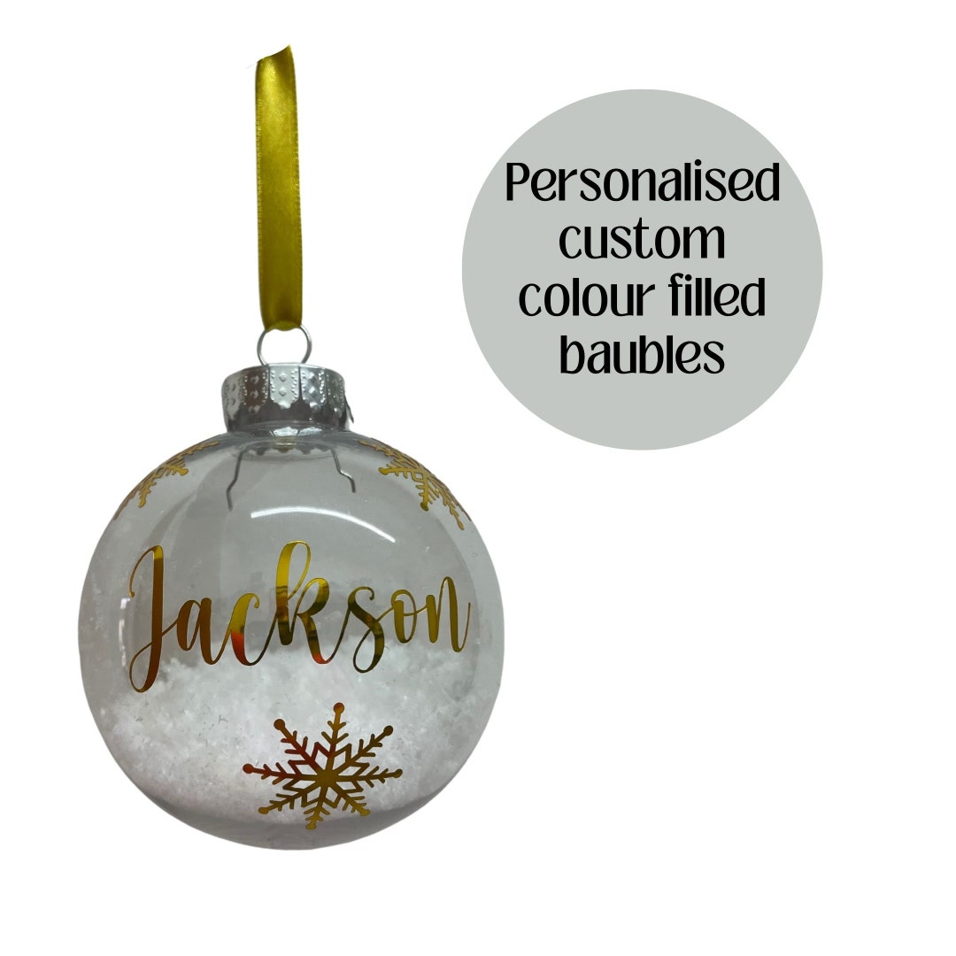 Personalised Plastic Bauble, Custom Choose Your Sequin Filled ...