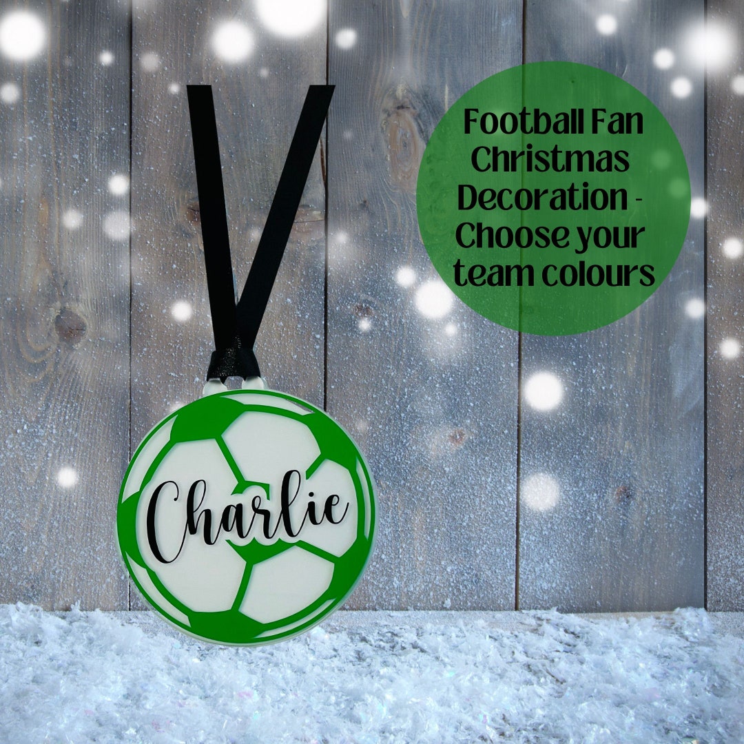 Personalised Custom Colour Football Bauble Hanging Decoration, Reusable ...
