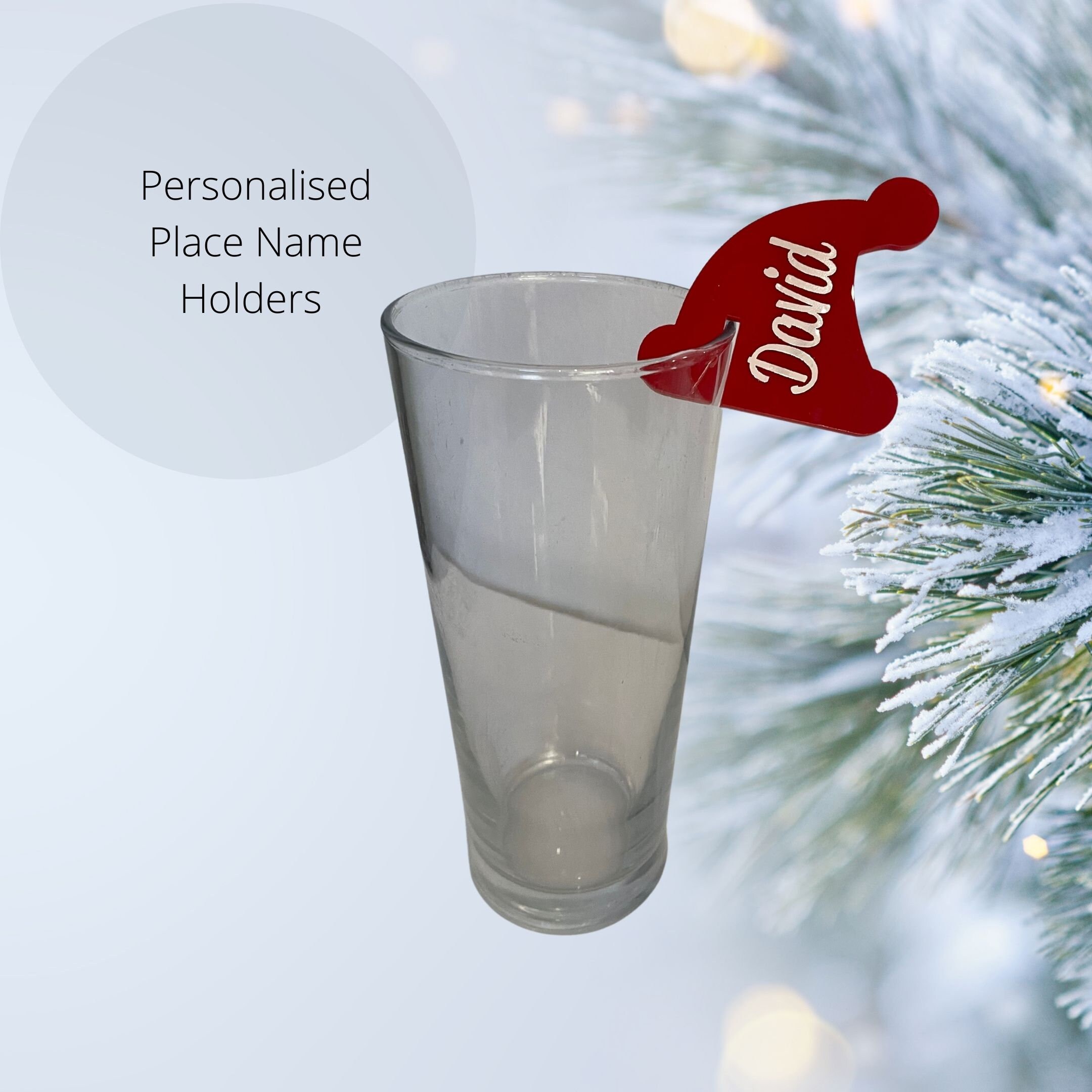 Christmas Glass Placeholders Place Names Table Favours - Etsy UK