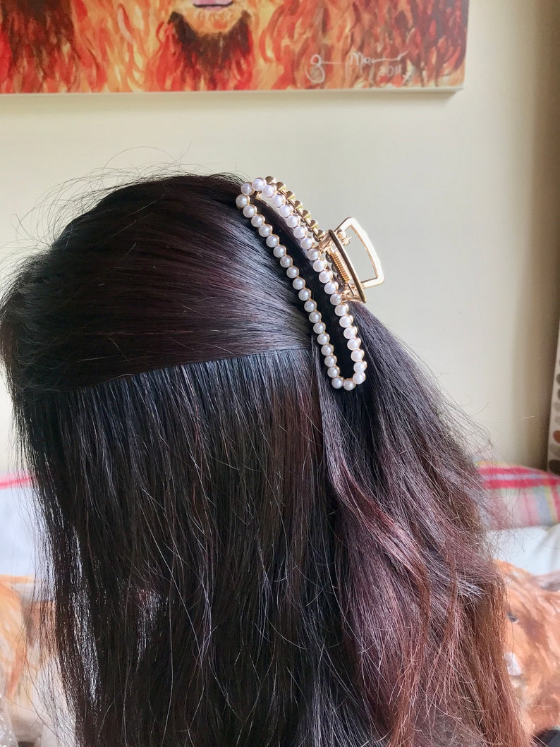 Elegant and Minimal Style Hair Claws With Pearls Hair - Etsy
