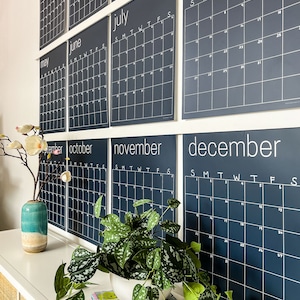 Navy Blue Reusable Large Wall Calendar | Undated | 16 X 20 Inches ...