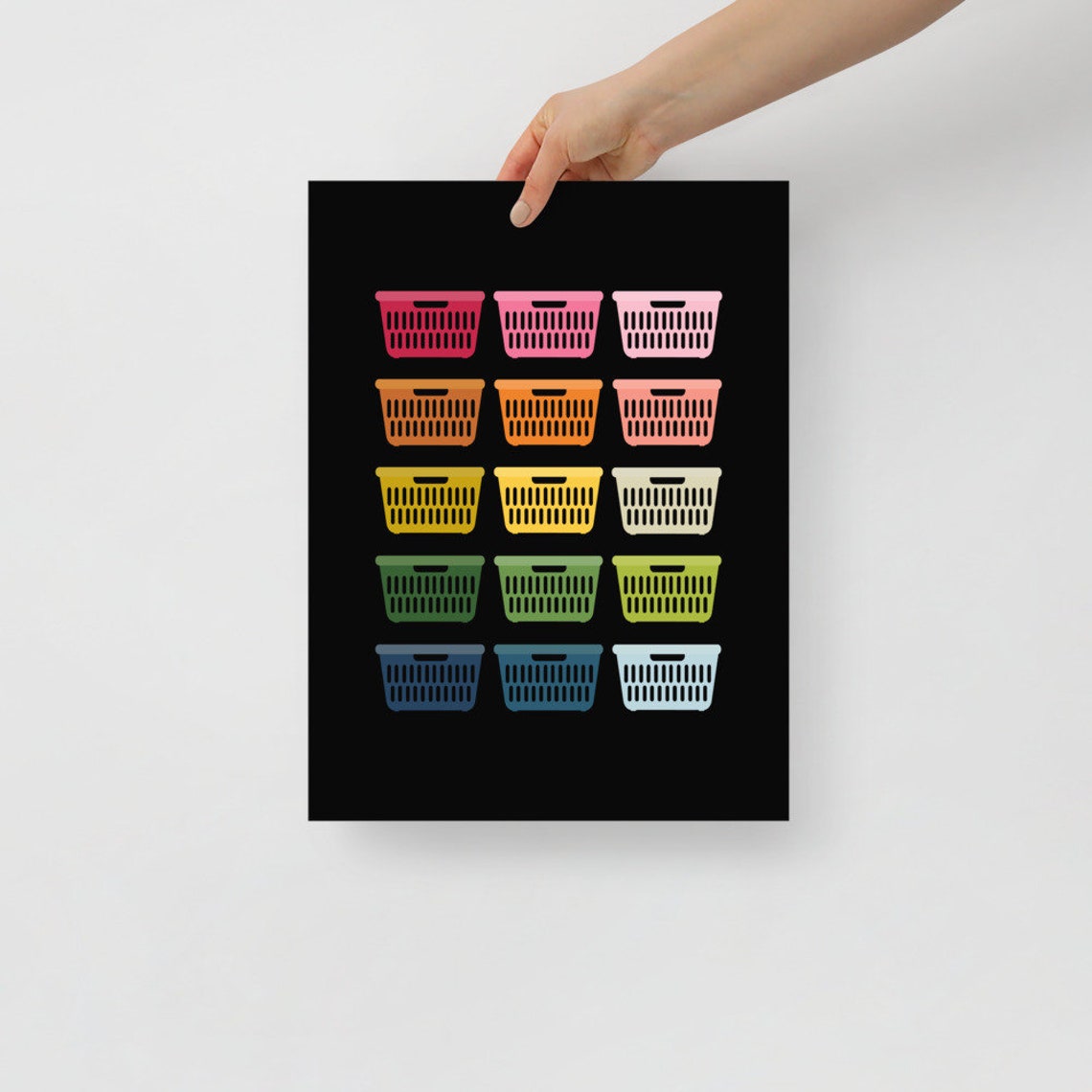 Laundry Room Art: Colorful Laundry Baskets Art Print With - Etsy