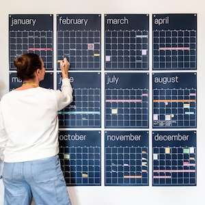 Navy Blue Reusable Large Wall Calendar | Undated | 16 X 20 Inches ...