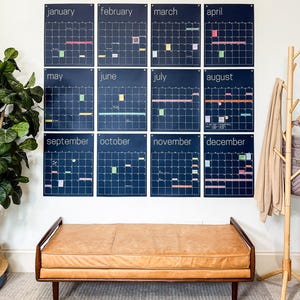 Navy Blue Reusable Large Wall Calendar | Undated | 16 X 20 Inches ...