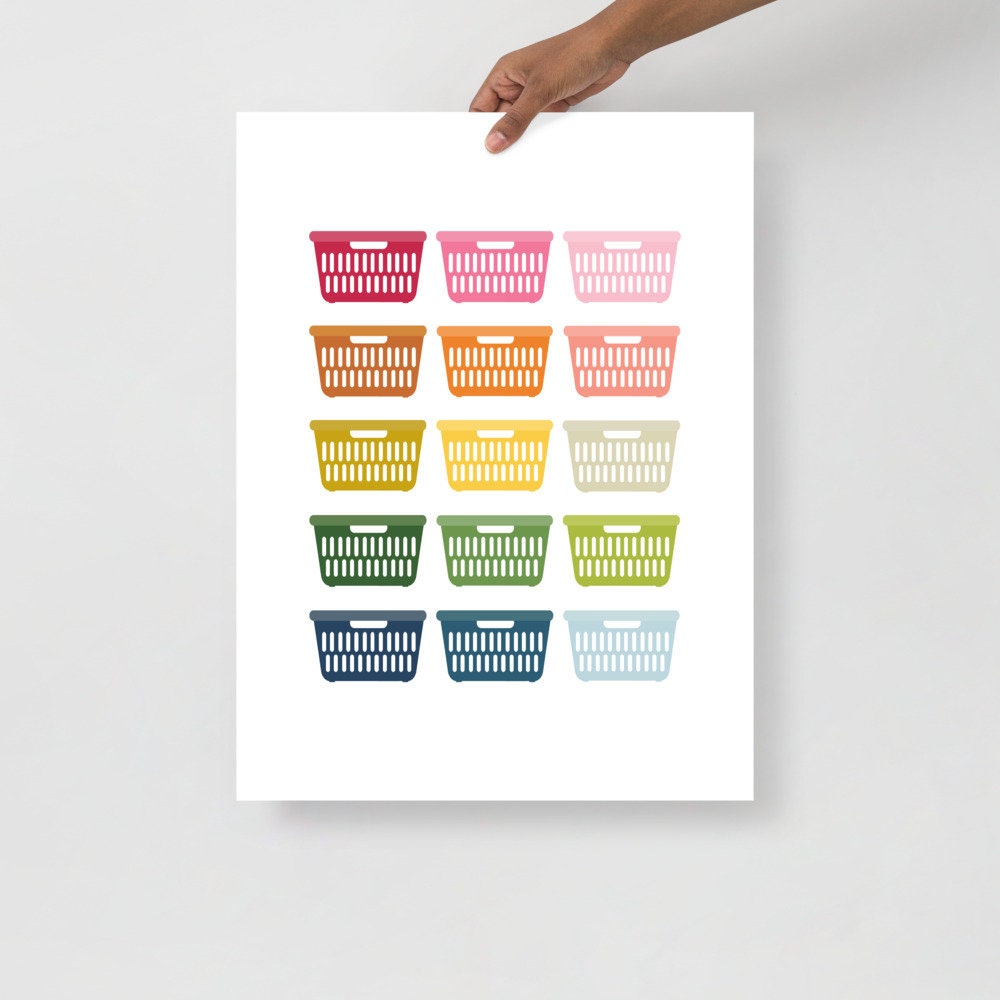 Laundry Room Art Print: Colorful Laundry Baskets Art Print - Etsy