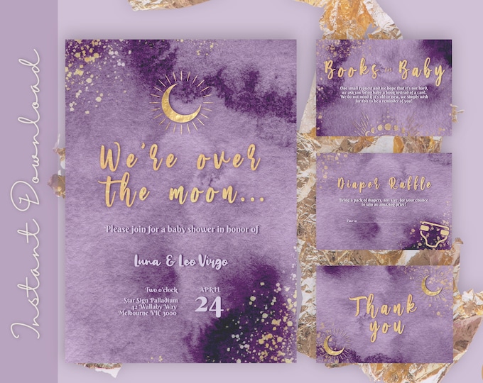 Witchy Baby Shower Invite, Celestial Baby Shower, Moon Baby Shower ...