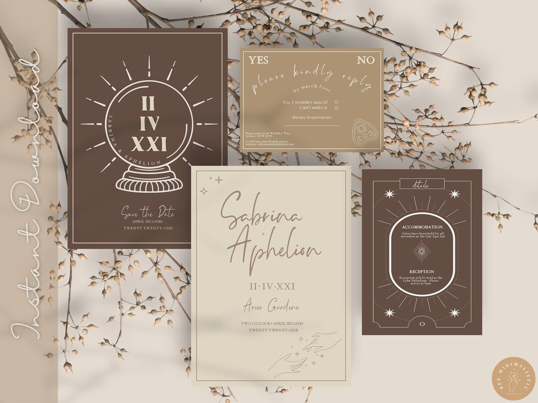 Tarot Wedding Invitations, Boho Witch Wedding, Wiccan Wedding, Save the ...