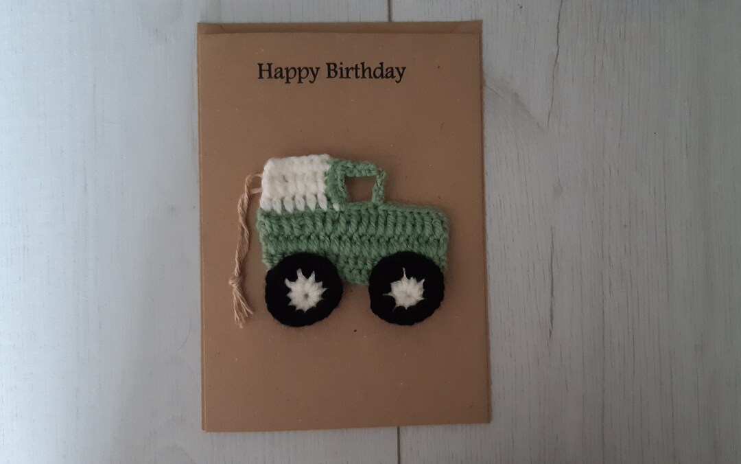Handmade Land Rover/ Landy Style Birthday Card, Crochet Land Rover ...