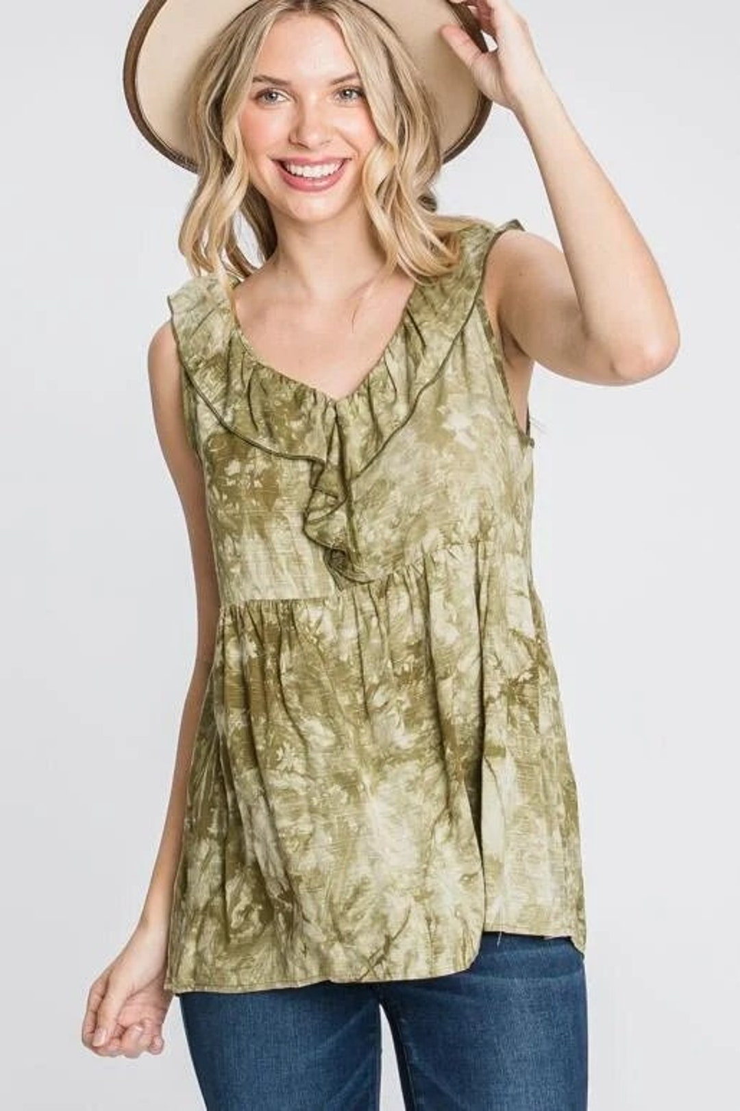 V-neck Ruffle Tiered Top - Etsy