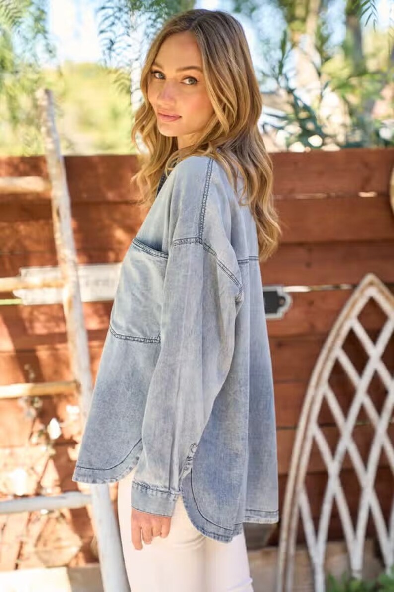 Washed Denim Shirt - Etsy