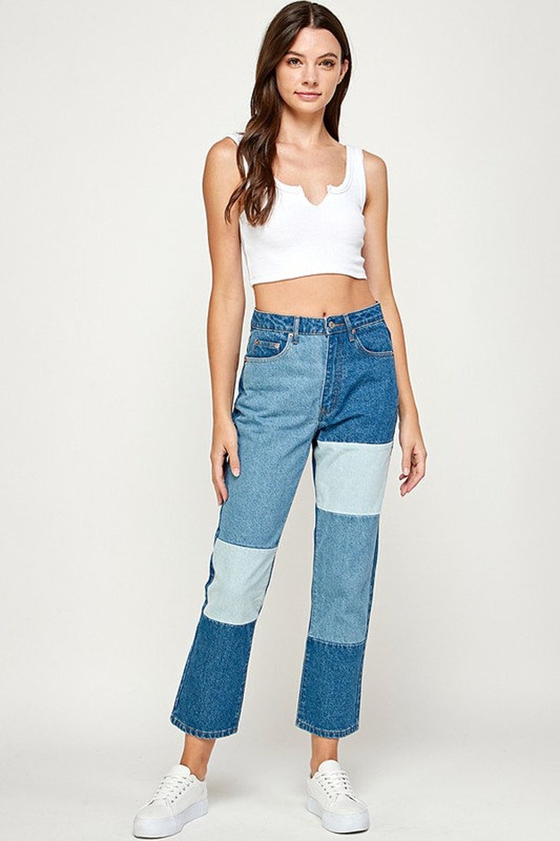 Color Block Jeans - Etsy