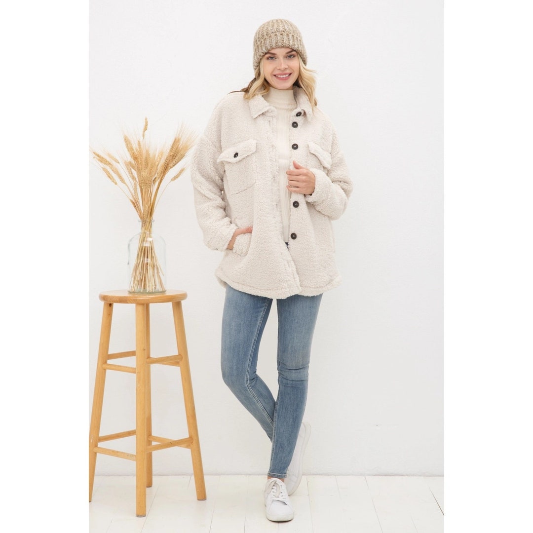Teddy Sherpa Button up Long Jacket - Etsy