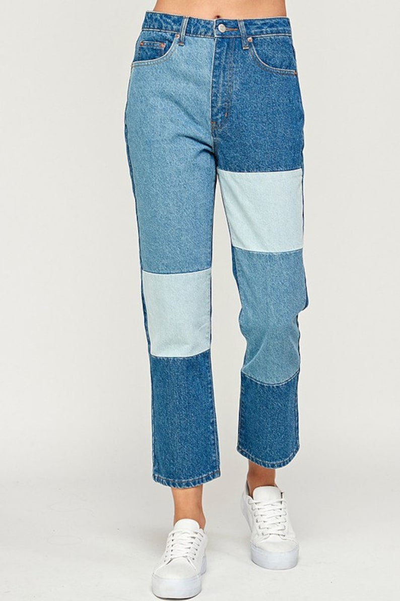 Color Block Jeans - Etsy
