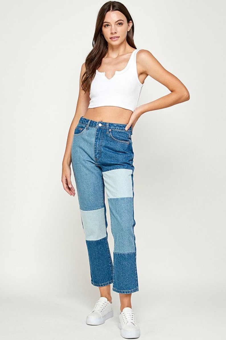 Color Block Jeans - Etsy