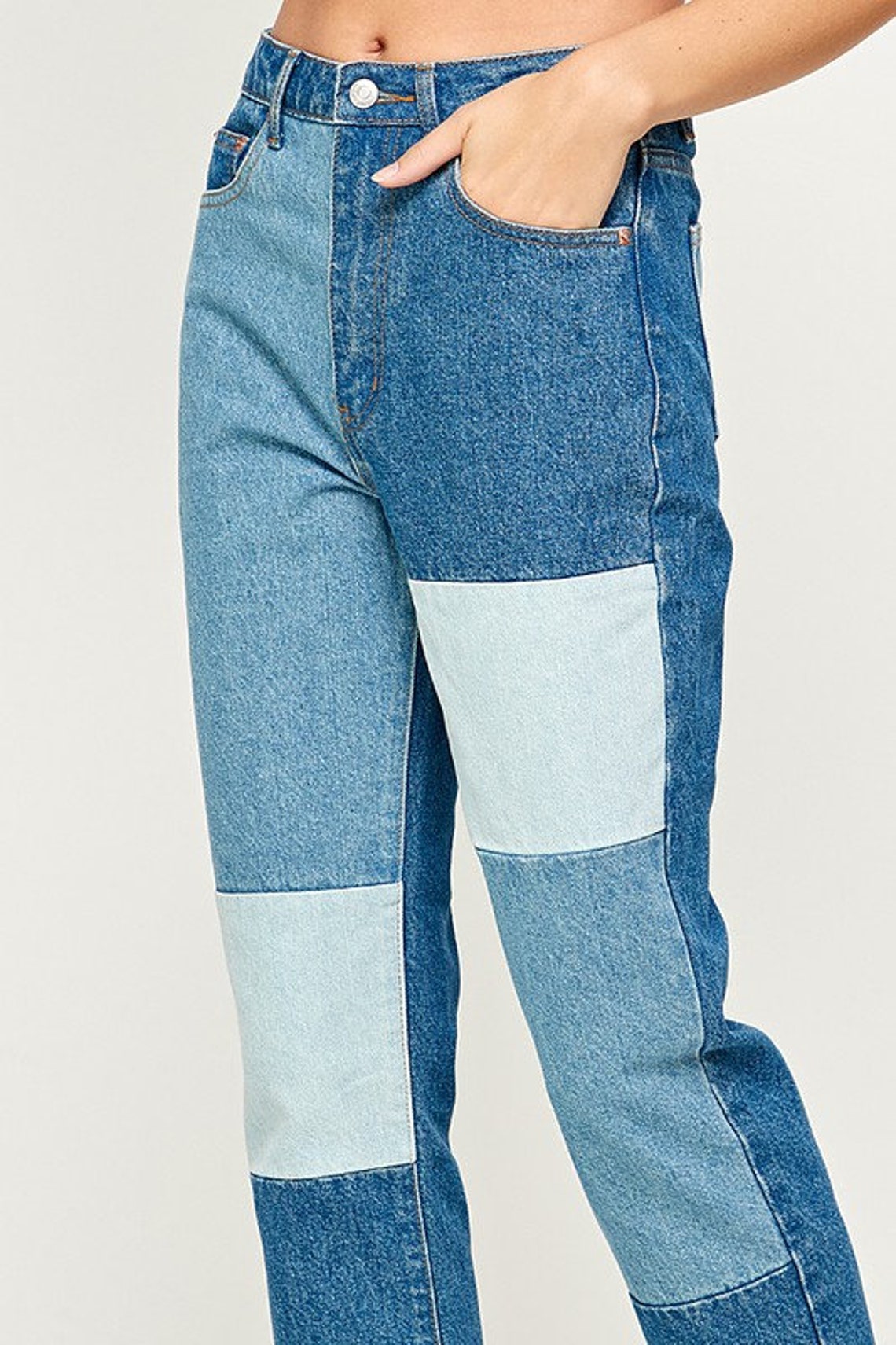 Color Block Jeans - Etsy