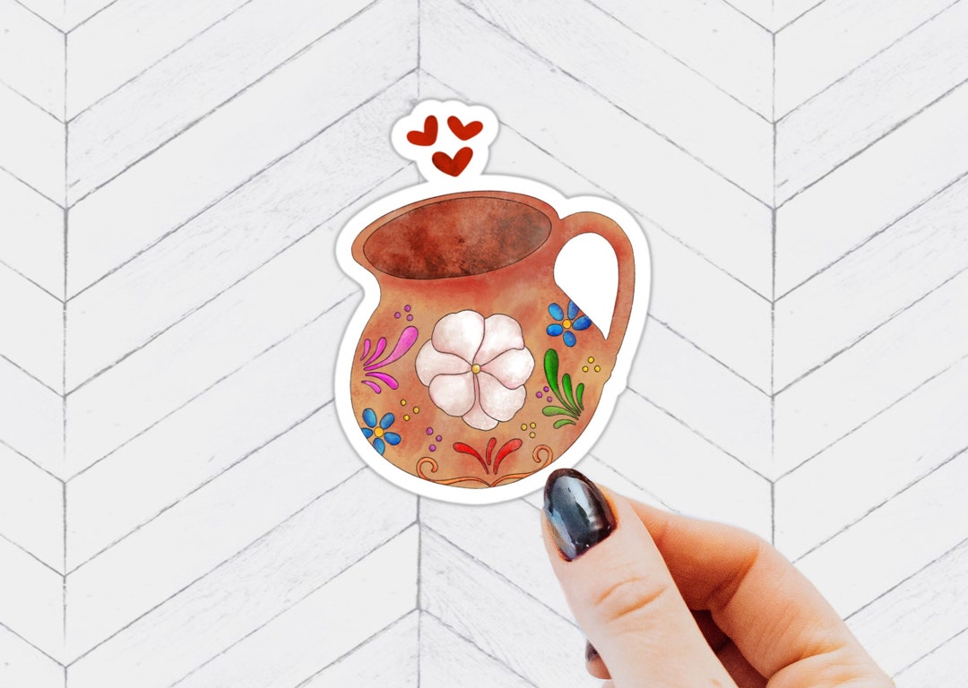 Cantarito Sticker Taza De Barro Sticker Cafecito Mug - Etsy