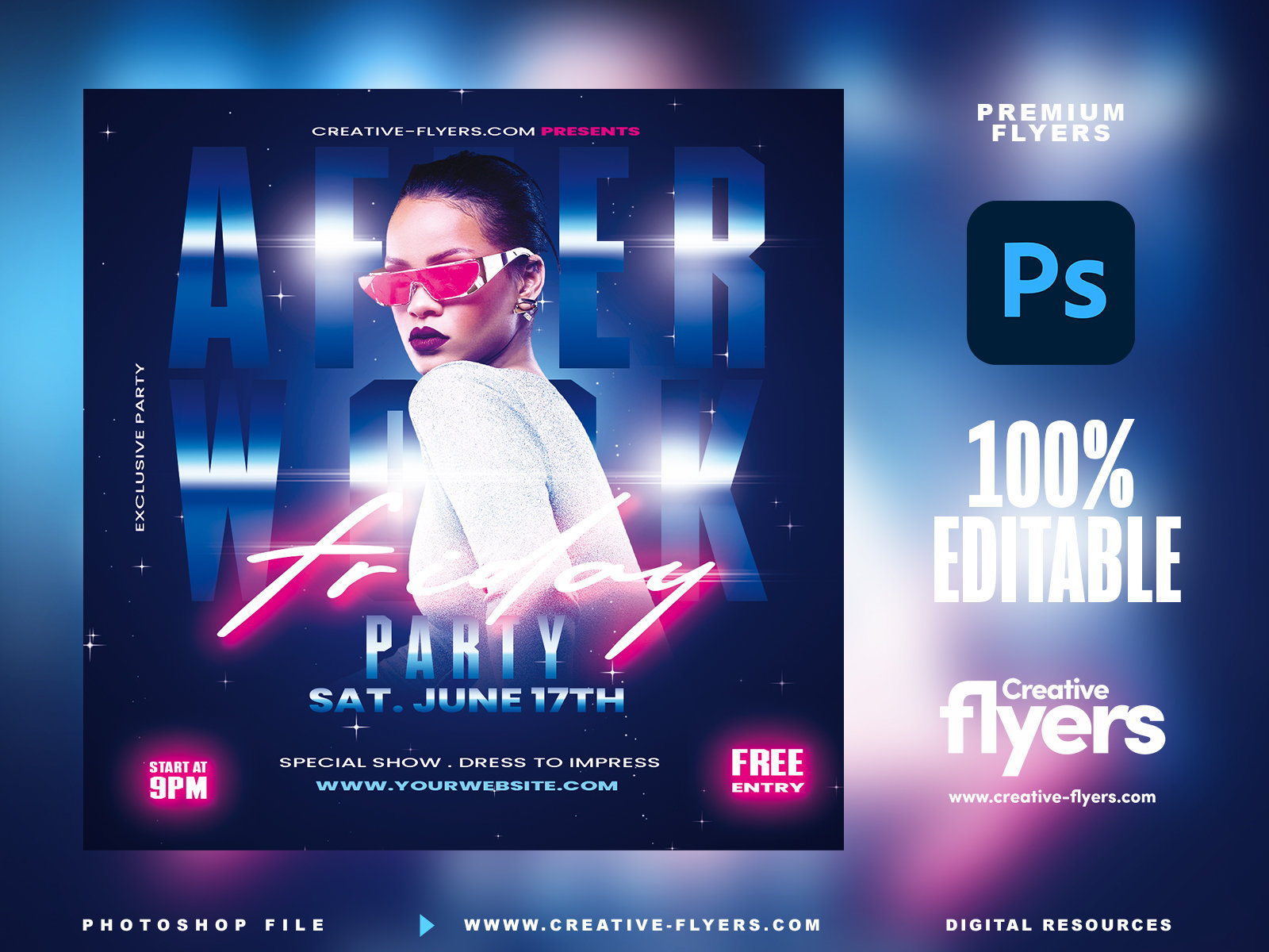 Editable Nightclub Party Flyer 4x4 Social Media Photoshop - Etsy