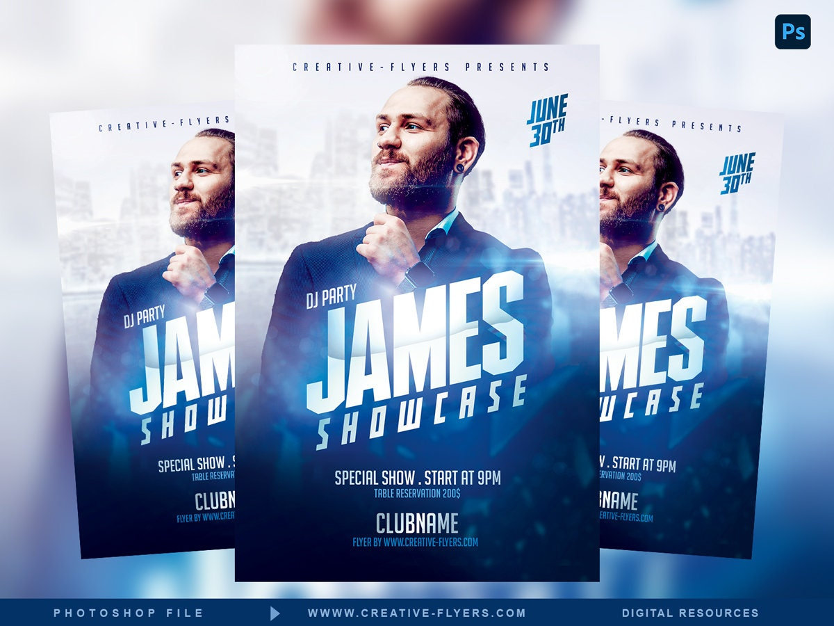DJ Party Flyer: Editable Nightclub Template (PSD) - Etsy